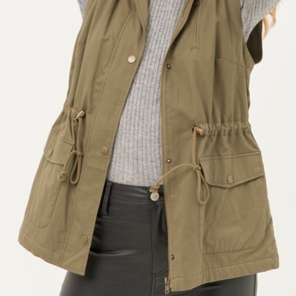 Love Tree | Jackets & Coats | New Faux Fur Utility Vest Olive | Poshmark